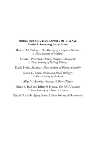Aging Bones A Short History Of Osteoporosis Gerald N Grob | PDF