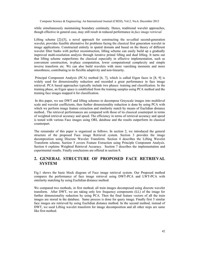 Performance Comparison of PCA,DWT-PCA And LWT-PCA for Face Image Retrieval | PDF