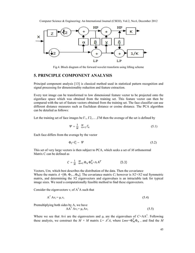 Performance Comparison Of Pca Dwt Pca And Lwt Pca For Face Image