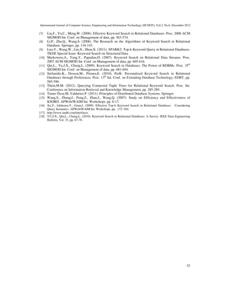 EFFICIENT SCHEMA BASED KEYWORD SEARCH IN RELATIONAL DATABASES | PDF