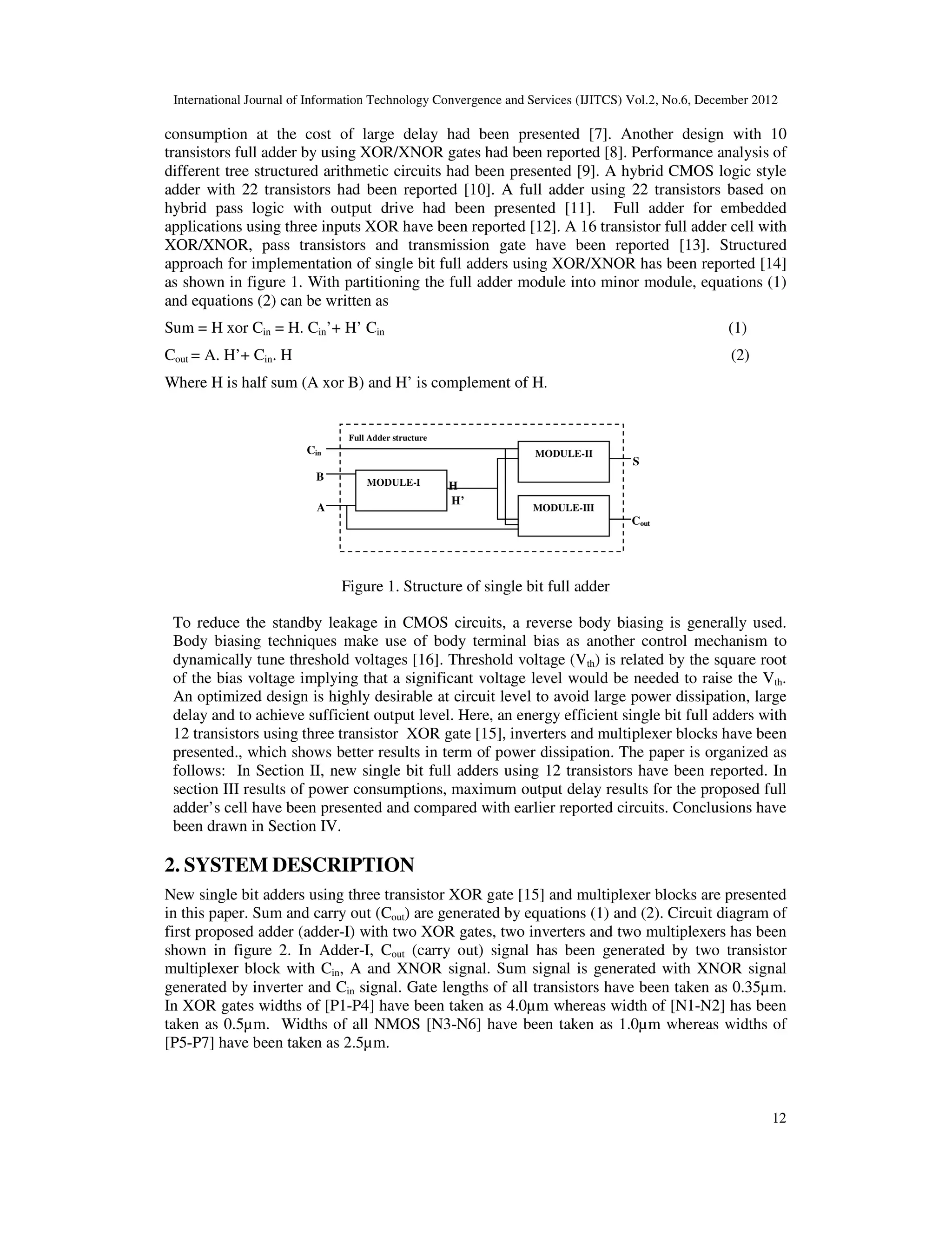 Low Power CMOS Full Adder Design with 12 Transistors | PDF