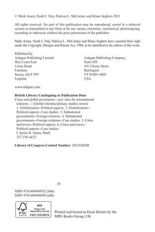 Cities And Global Governance New Sites For International Relations Mark ...