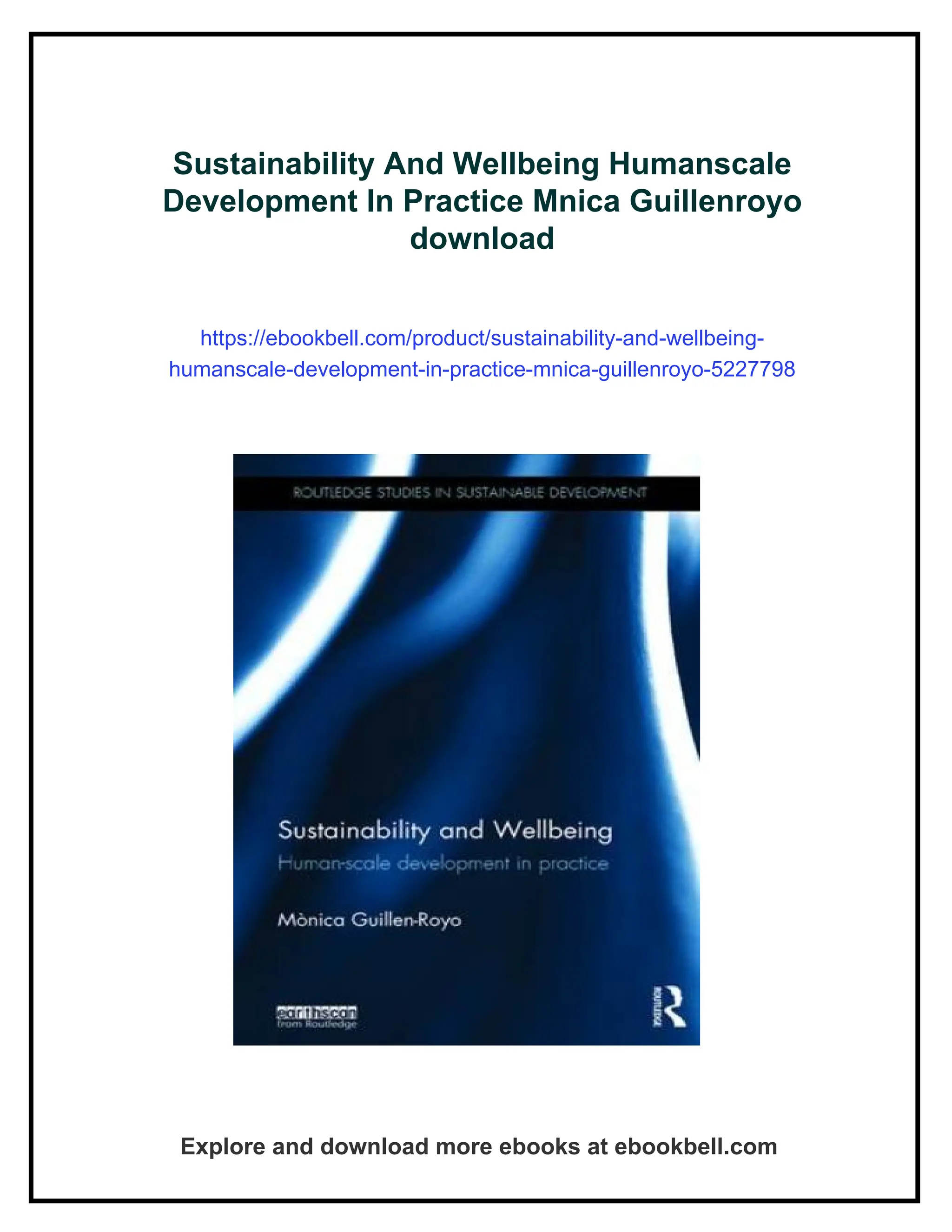Sustainability And Wellbeing Humanscale Development In Practice Mnica ...