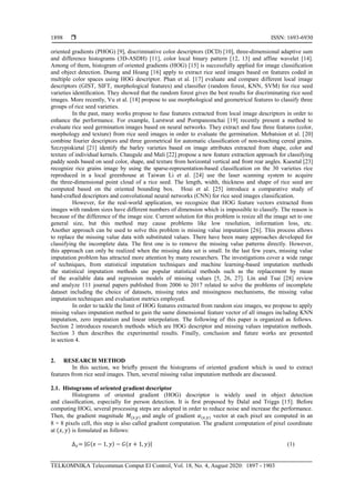 Rice seed image classification based on HOG descriptor with missing values imputation | PDF