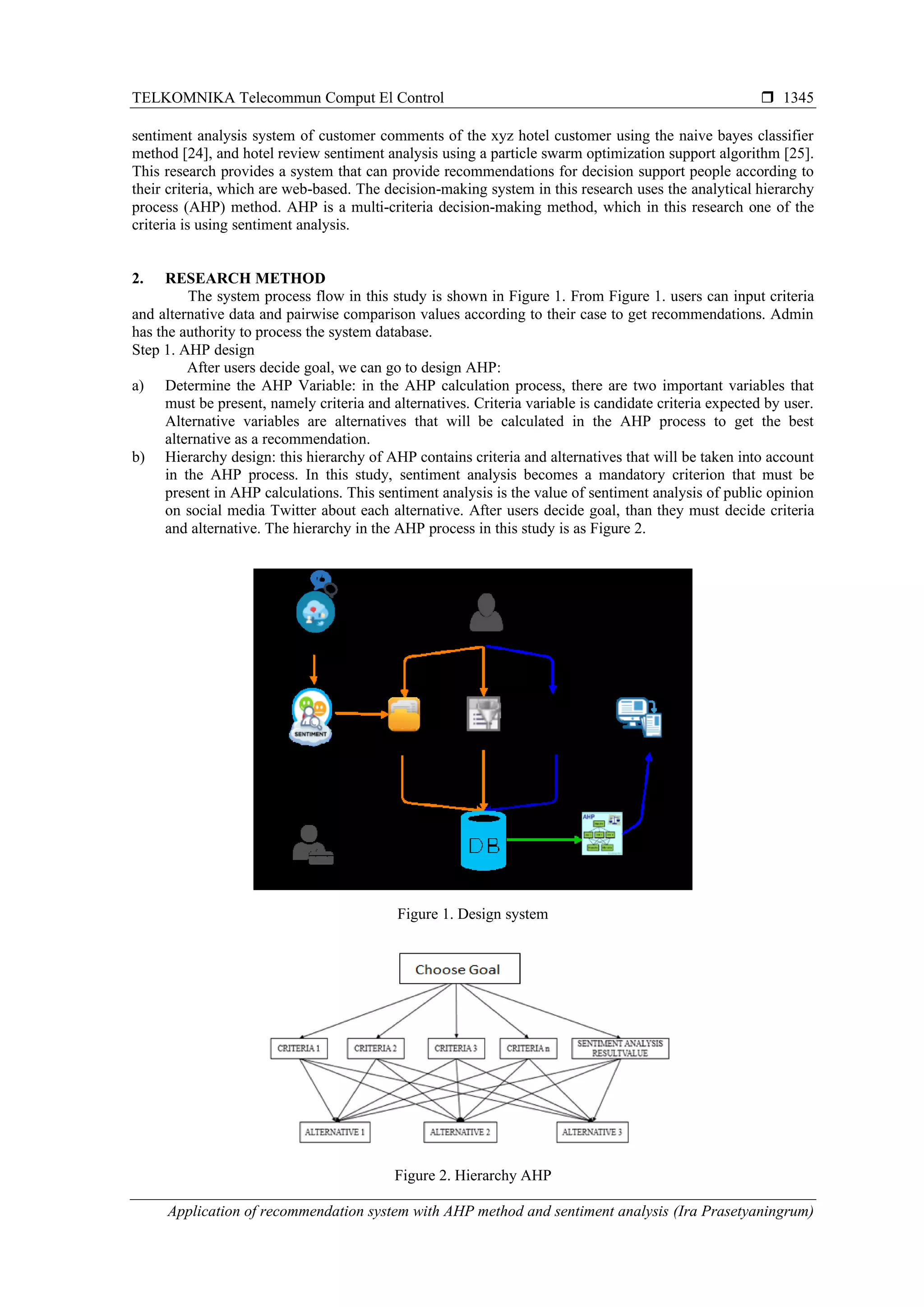 Application of recommendation system with AHP method and sentiment analysis | PDF