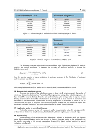 Application of recommendation system with AHP method and sentiment analysis | PDF