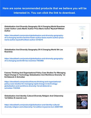 Globalization And Diversity Geography Of A Changing World 4e 4th Lester ...