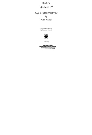Kiselevs Geometry Book Ii Stereometry A P Kiselev | PDF
