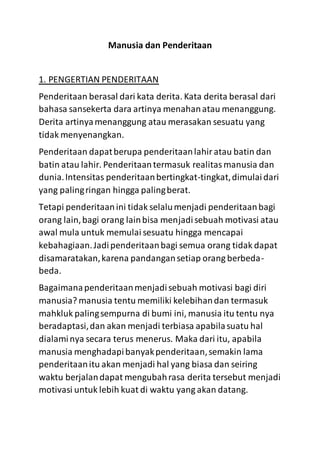 TUGAS MANUSIA DAN PENDERITAAN | PDF