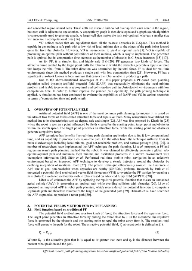 Efficient robotic path planning algorithm based on artificial potential field | PDF