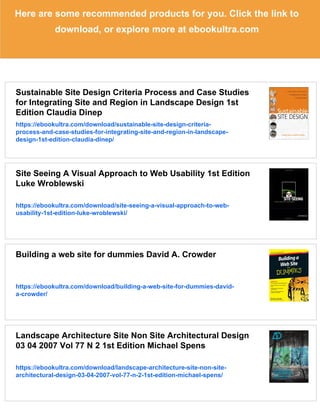 Site Analysis A Contextual Approach to Sustainable Land Planning and ...