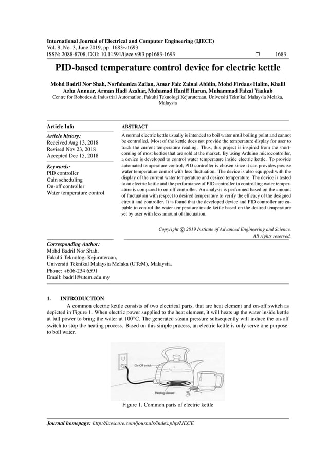 PID-based temperature control device for electric kettle | PDF | Home Appliances | Home & Garden