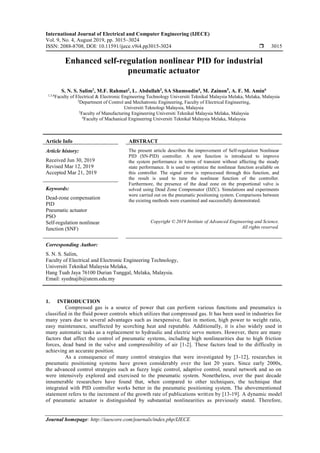 Enhanced self-regulation nonlinear PID for industrial pneumatic actuator | PDF