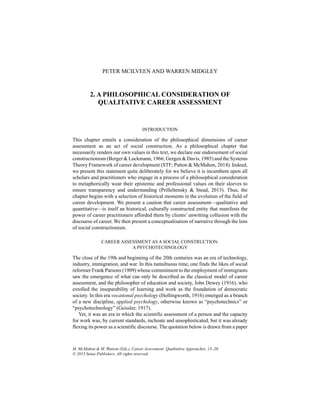 Career Assessment Qualitative Approaches Mary Mcmahon Mark Watson Eds | PDF
