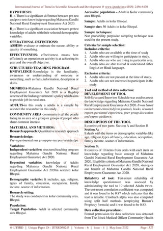 A Study to Assess the Effectiveness of Structured Teaching Program on ...