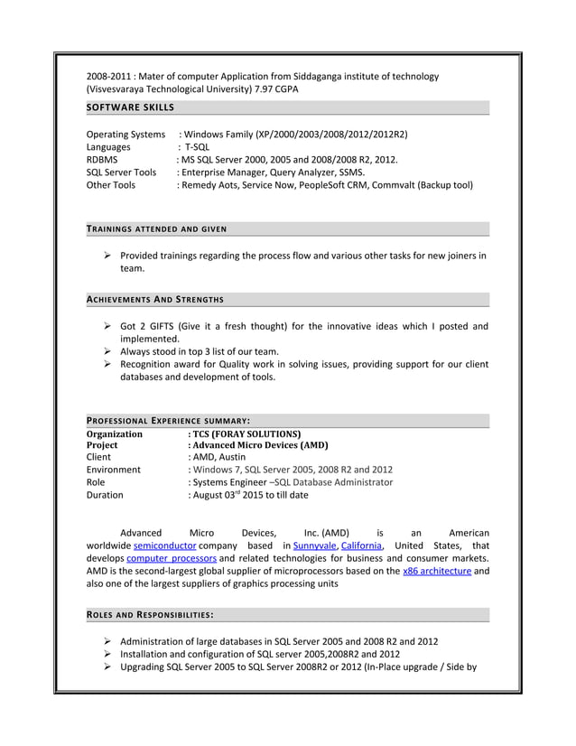 Resume (4) | DOC | Databases | Computer Software and Applications