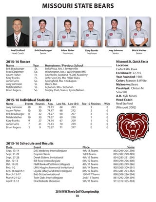 2016 MVC Men's Golf Championship Program | PDF