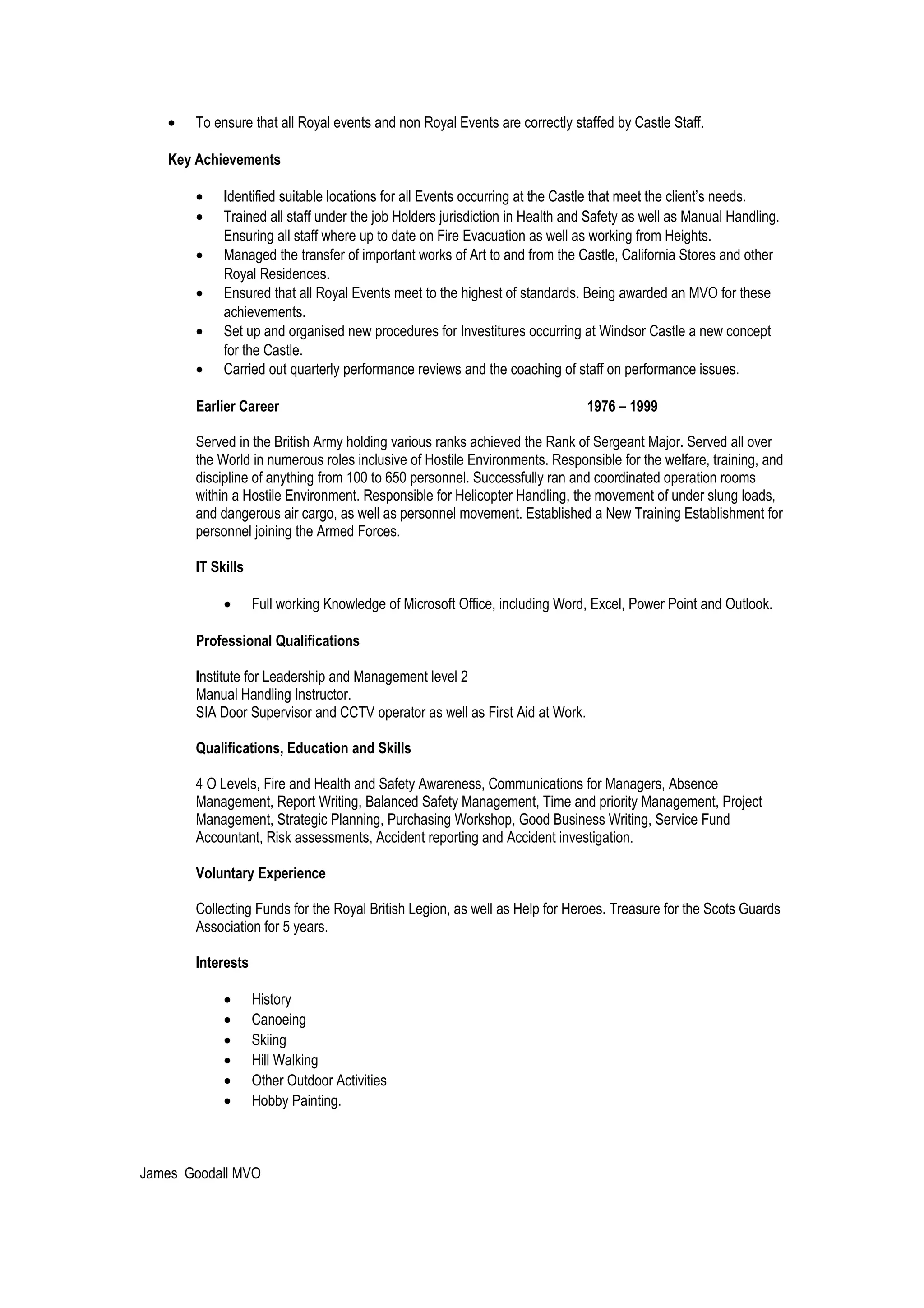 JAMES GOODALL MVO CV 8 | PDF