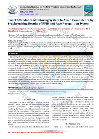 11 International Journal for Modern Trends in Science and Technology Smart Attendance Monitoring ...