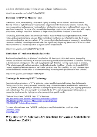 6 Best Hotel IPTV Solution Suppliers in Kinshasa, ZAIRE | PDF