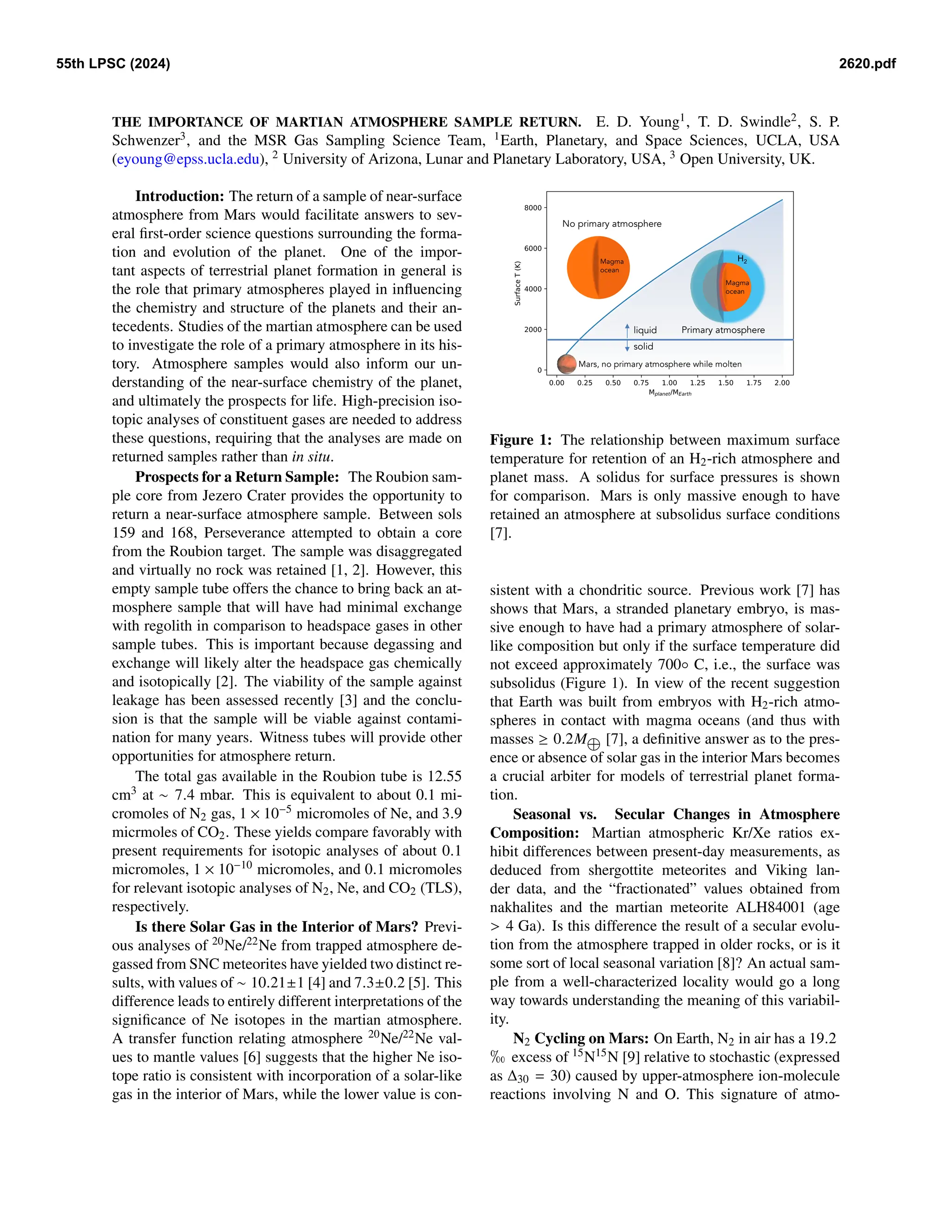 THE IMPORTANCE OF MARTIAN ATMOSPHERE SAMPLE RETURN. | PDF