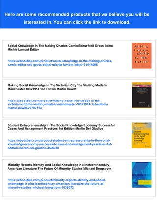 Social Knowledge In The Making Charles Camic Neil Gross Michle Lamont ...