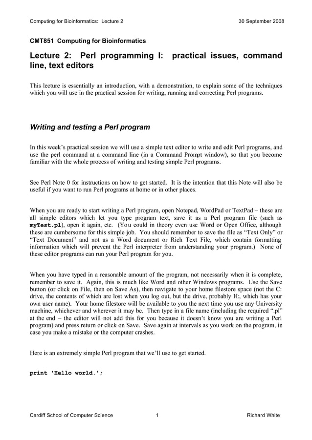 lecture2-PerlProgramming | PDF