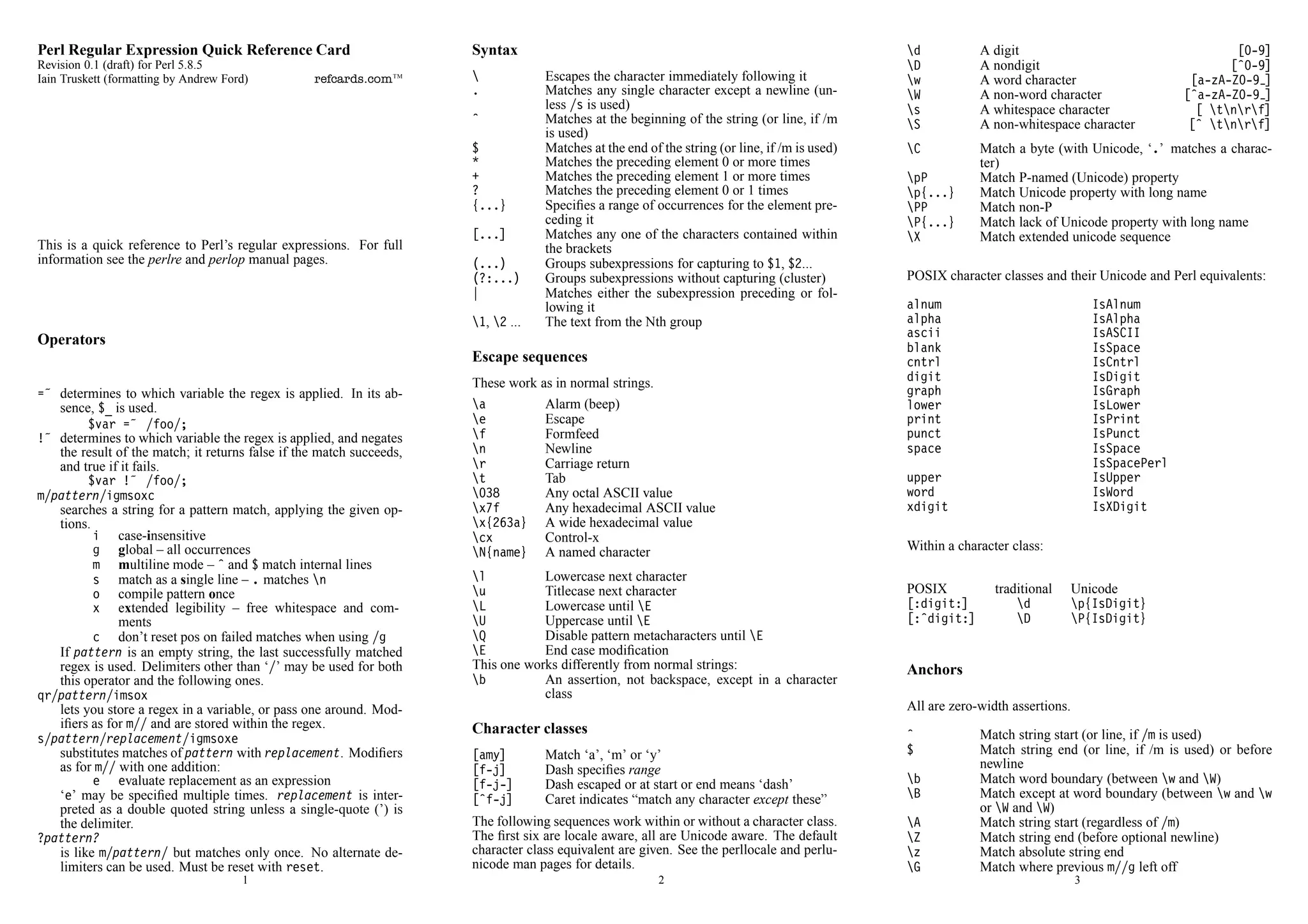 perl-regexp-refcard-a4 | PPT