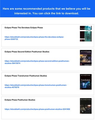 Eclipse Phase Sunward The Inner System Posthuman Studios | PDF