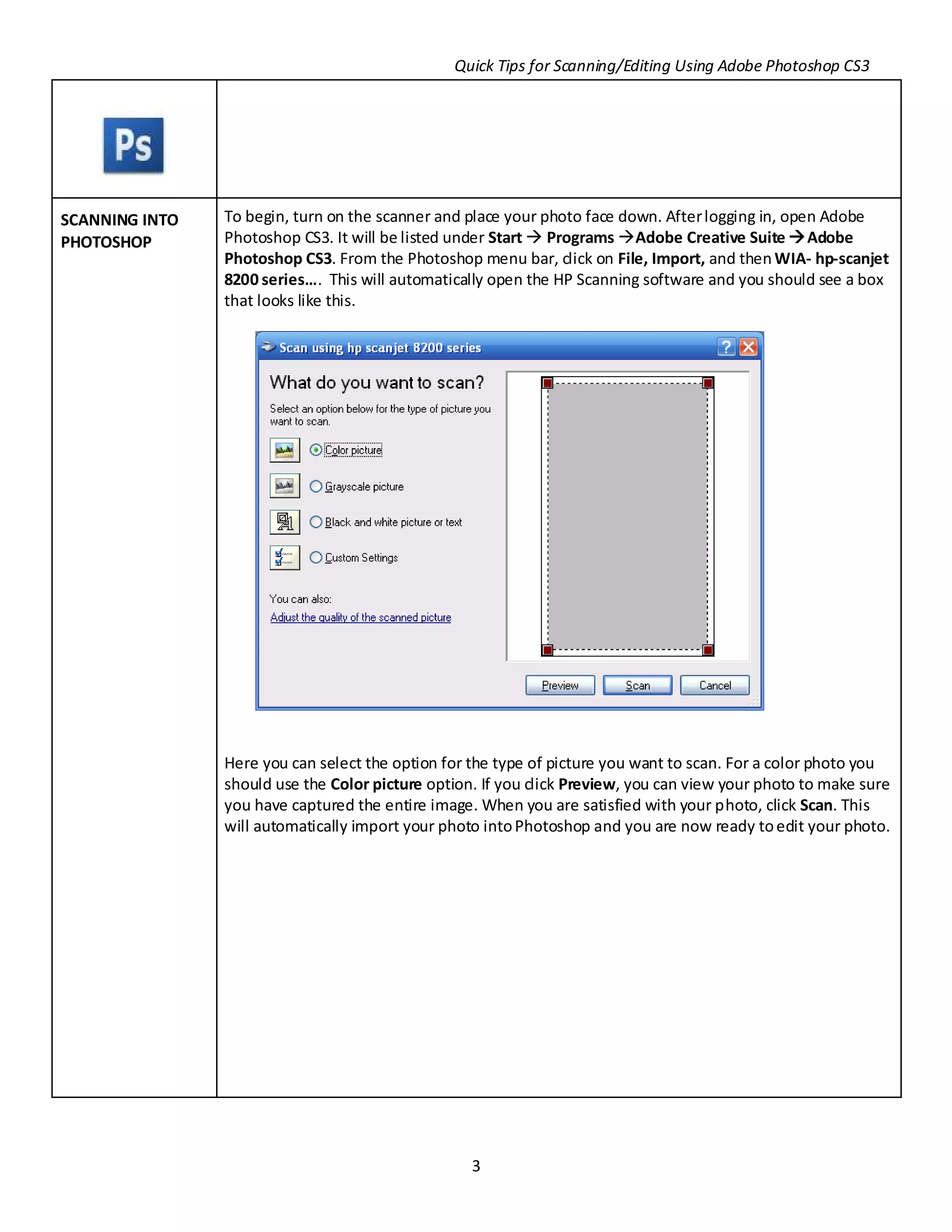 quicktip_scanphotoshop | PDF | Photo Editing Software | Computer Software and Applications