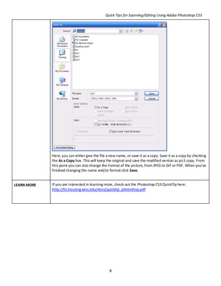 quicktip_scanphotoshop | PDF | Photo Editing Software | Computer Software and Applications