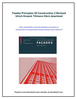 Faades Principles Of Construction 2 Revised Ulrich Knaack Tillmann ...