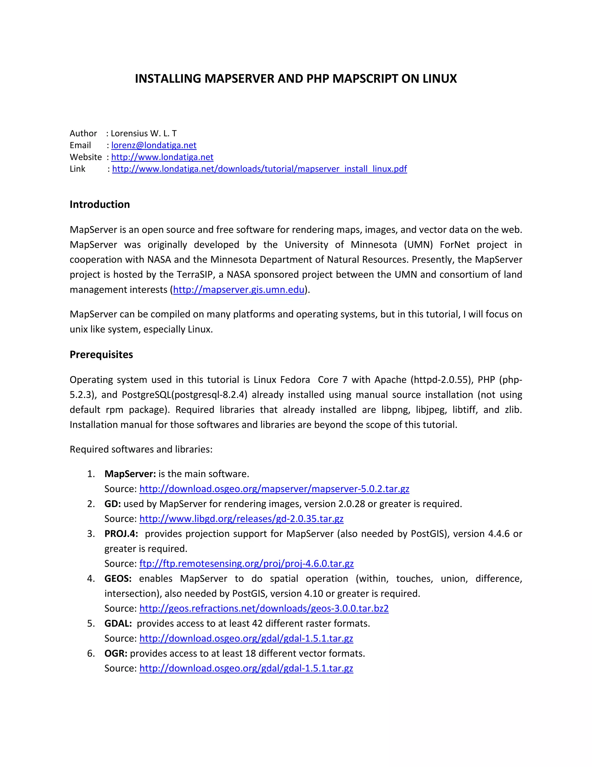 mapserver_install_linux | PDF