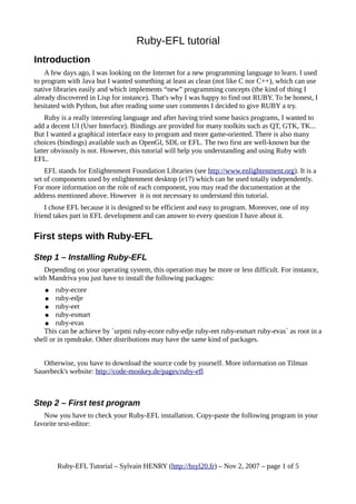 ruby-efl-tutorial-hsyl20 | PDF | Programming Languages | Computing