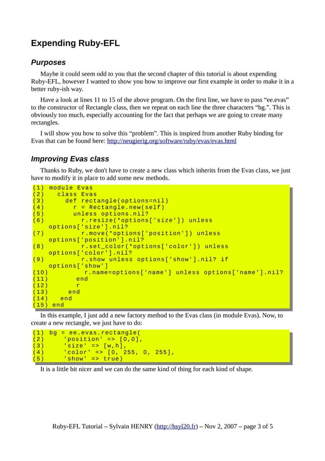ruby-efl-tutorial-hsyl20 | PDF | Programming Languages | Computing