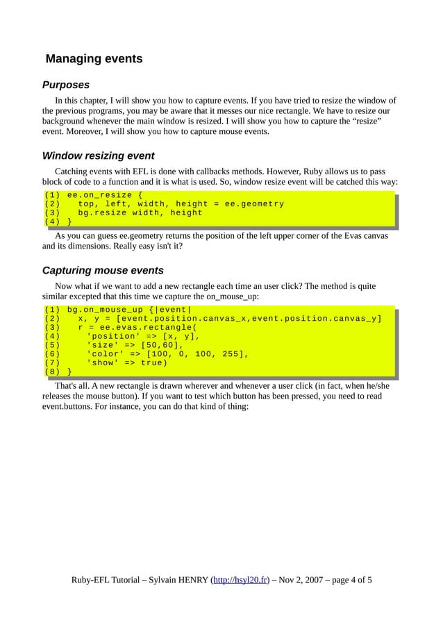 ruby-efl-tutorial-hsyl20 | PDF | Programming Languages | Computing