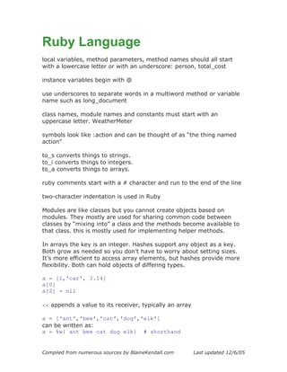 RubyOnRails-Cheatsheet-BlaineKendall | PDF