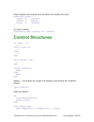 RubyOnRails-Cheatsheet-BlaineKendall | PDF