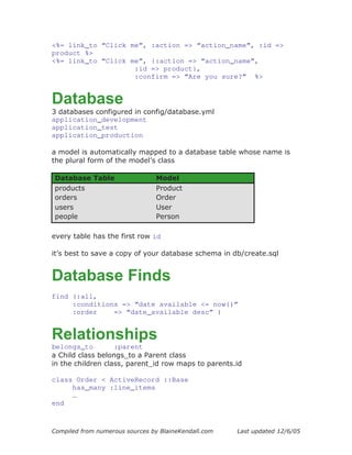 RubyOnRails-Cheatsheet-BlaineKendall | PDF