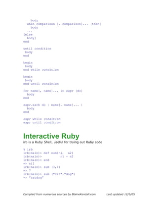 RubyOnRails-Cheatsheet-BlaineKendall | PDF