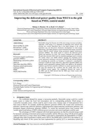 Improving the delivered power quality from WECS to the grid based on PMSG control model | PDF