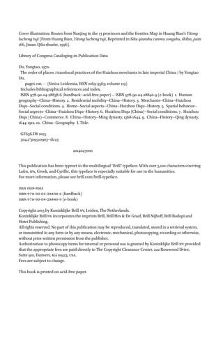 The Order Of Places Translocal Practices Of The Huizhou Merchants In ...