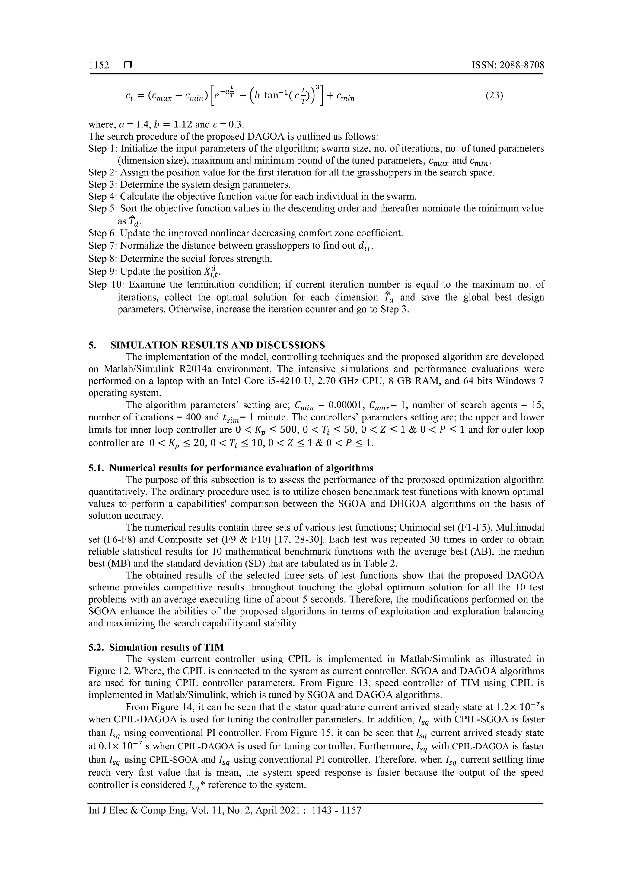 Speed Controller Design For Three Phase Induction Motor Based On Dynamic Adjustment Grasshopper
