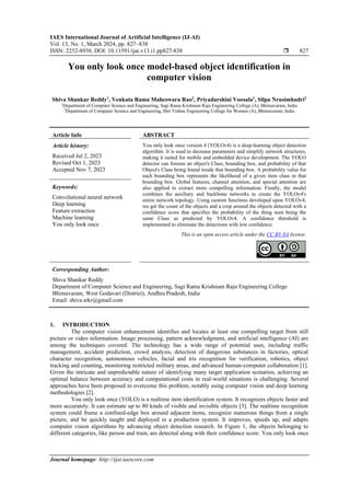 You only look once model-based object identification in computer vision ...