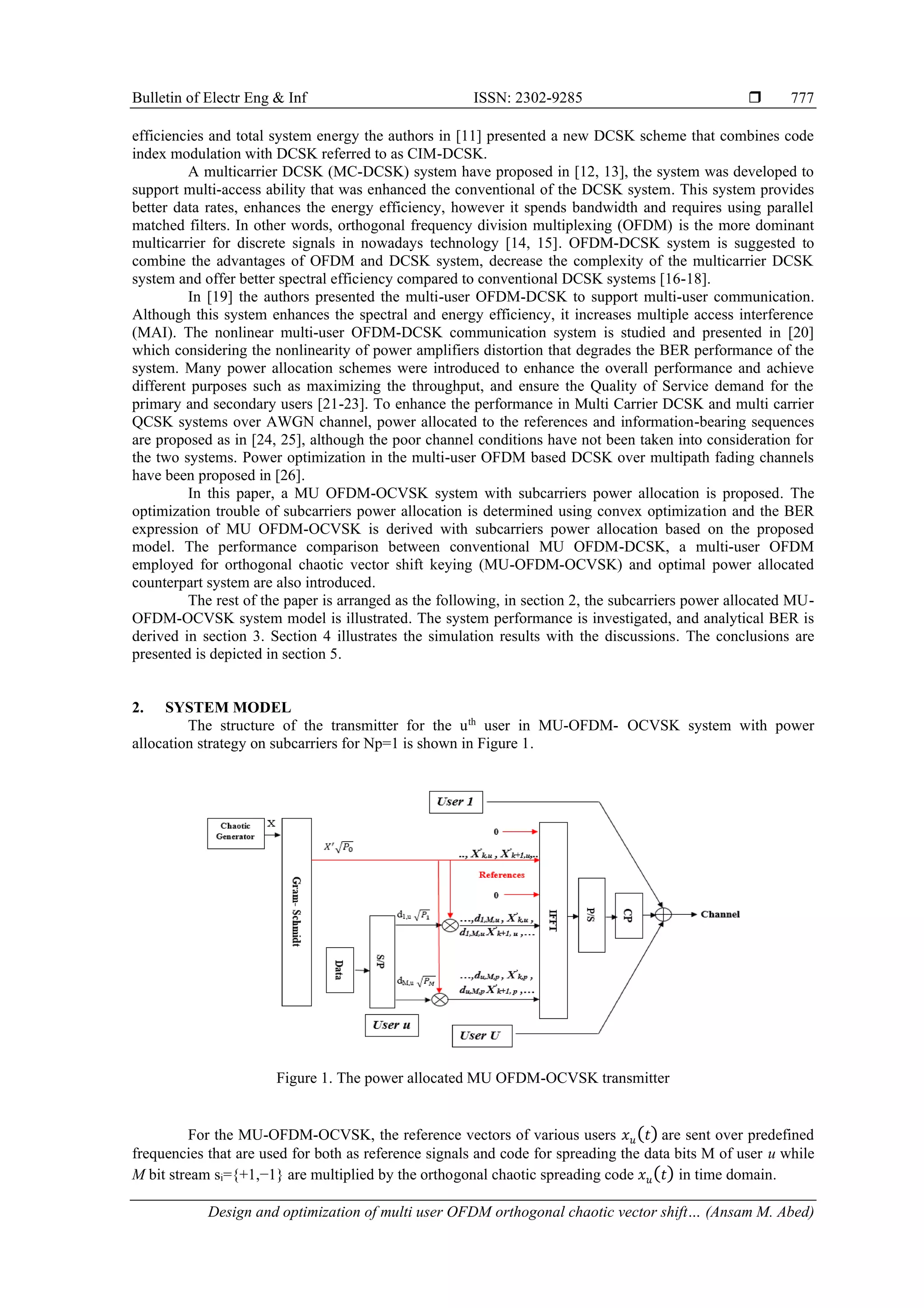 Design And Optimization Of Multi User Ofdm Orthogonal Chaotic Vector