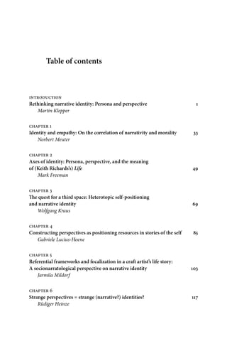 Rethinking Narrative Identity Persona And Perspective Claudia Holler | PDF