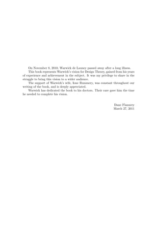 Algebraic Design Theory Warwick De Launey Dane Flannery | PDF