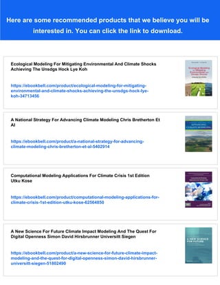 Climate Modeling For Engineers And Scientists John B Drake | PDF