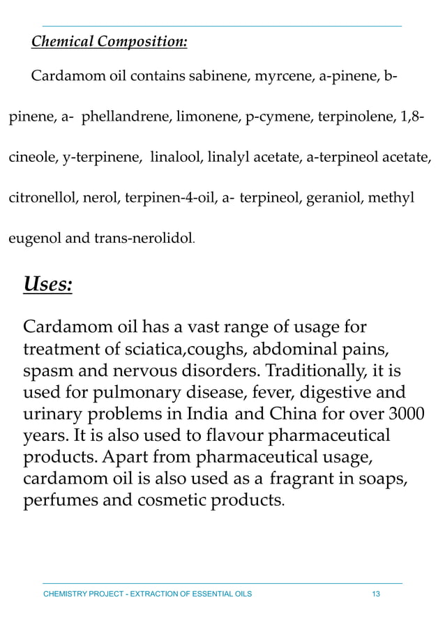 Chemistry Project Extraction of Essential Oils Present in Aniseed(Saunf ...