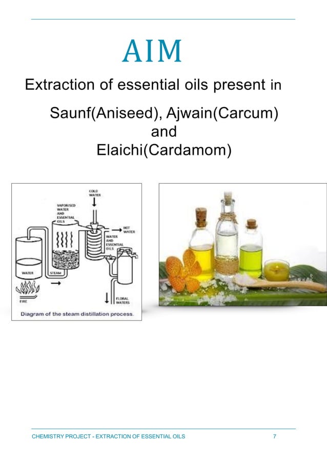 Chemistry Project Extraction of Essential Oils Present in Aniseed(Saunf), Carum(Ajwain) and ...